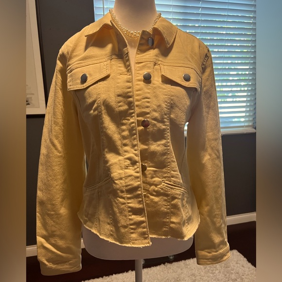 Baccini | Jackets & Coats | Baccini Yellow Denim Jacket With Faux ...